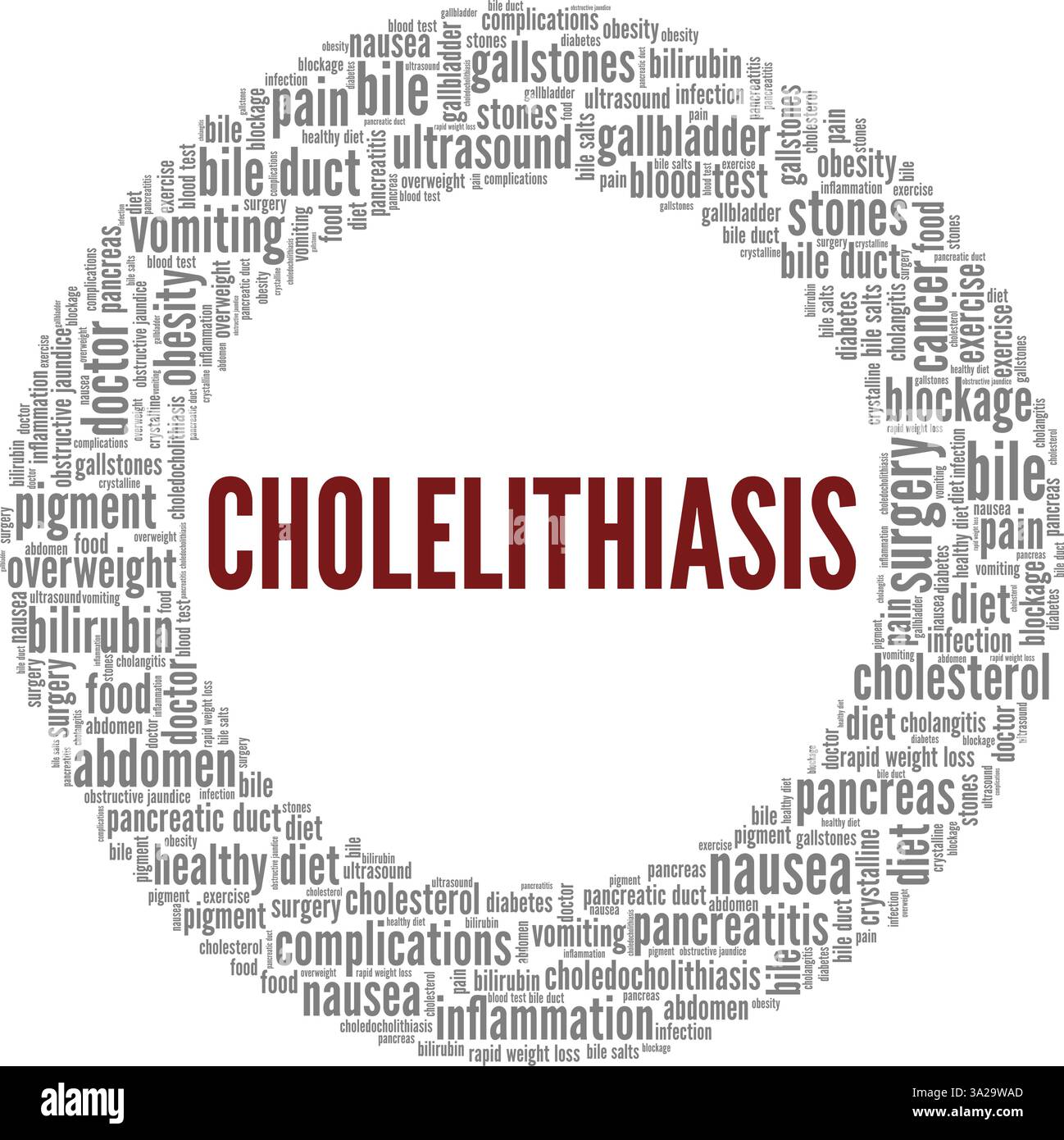Cholelithiasis vector illustration word cloud isolated on a white ...