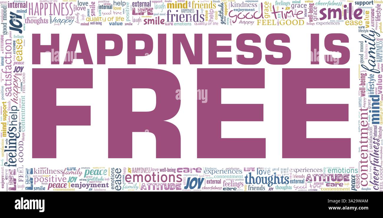 Happiness is free vector illustration word cloud isolated on a white ...