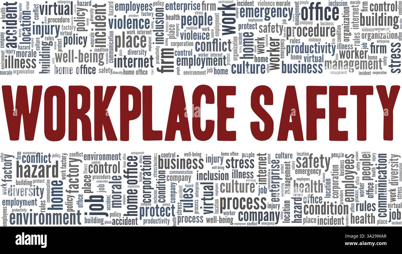Workplace Safety vector illustration word cloud isolated on a white ...