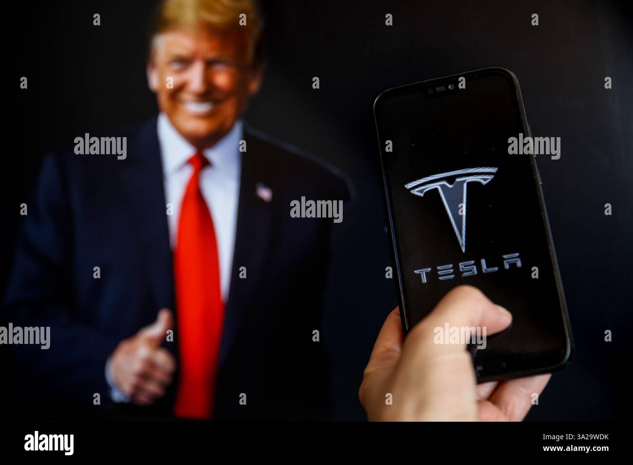 In this photo illustration the US president Donald Trump portrait is ...