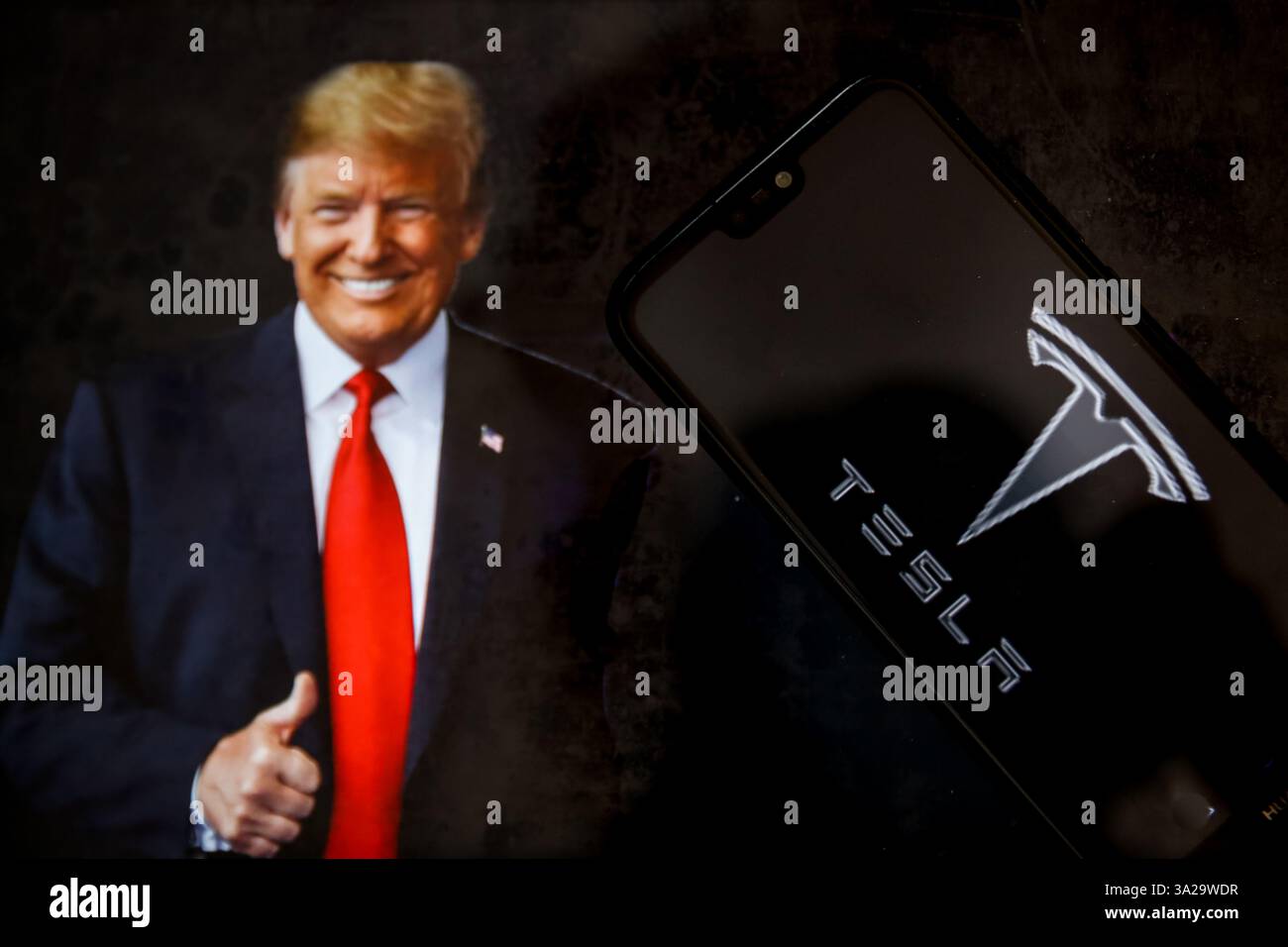 In this photo illustration the US president Donald Trump portrait is ...