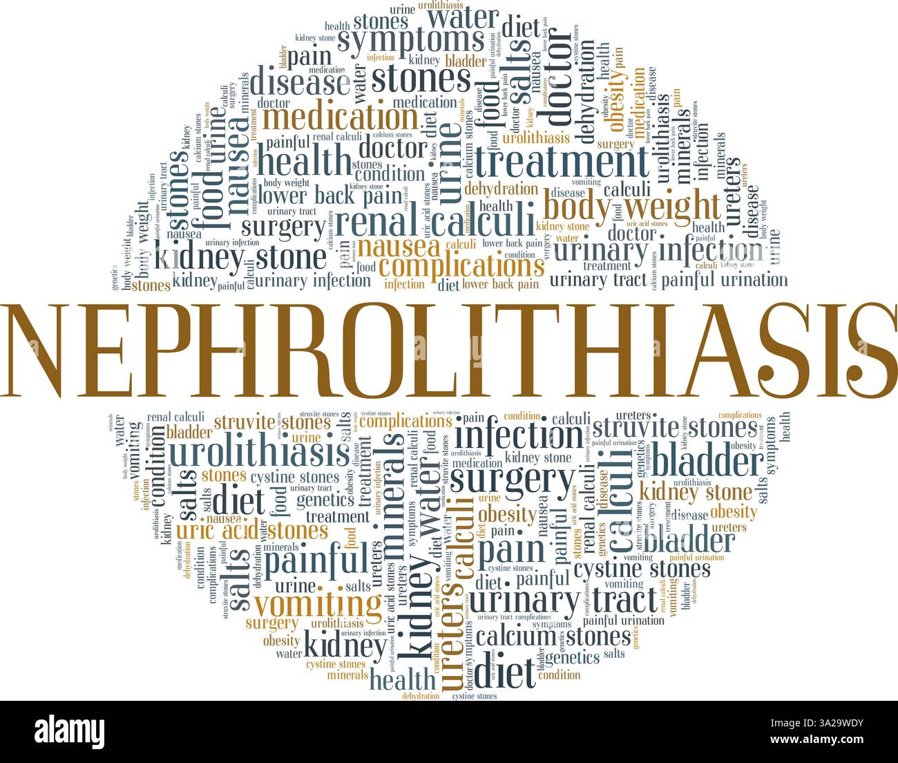 Nephrolithiasis vector illustration word cloud isolated on a white ...