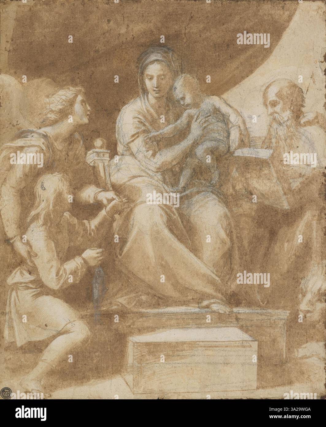 This study by Raphael is a preparatory sketch for his 'Madonna del ...