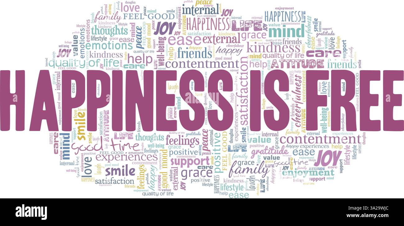 Happiness is free vector illustration word cloud isolated on a white ...