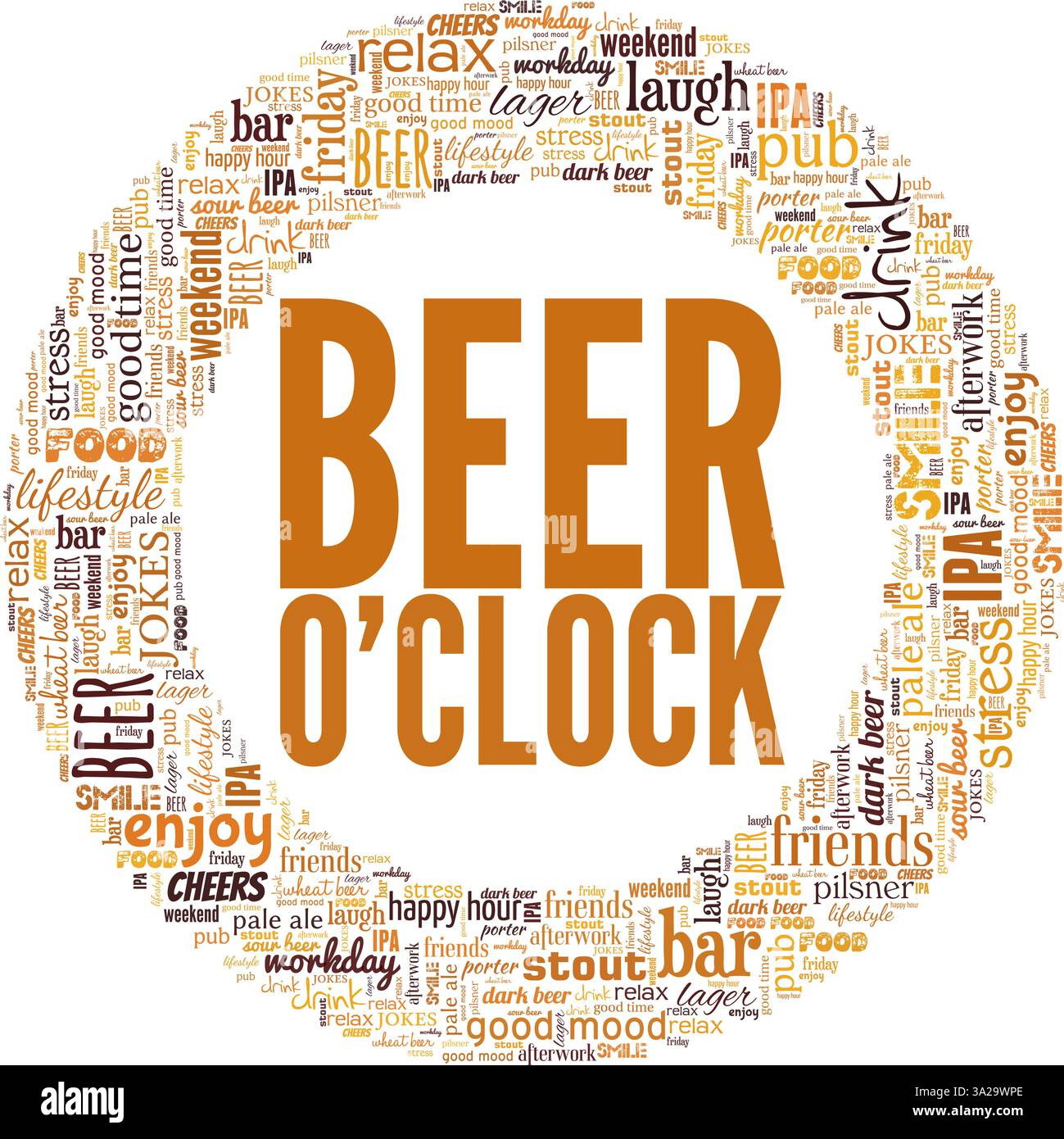 Time for a Drink - Beer o'clock vector illustration word cloud isolated ...