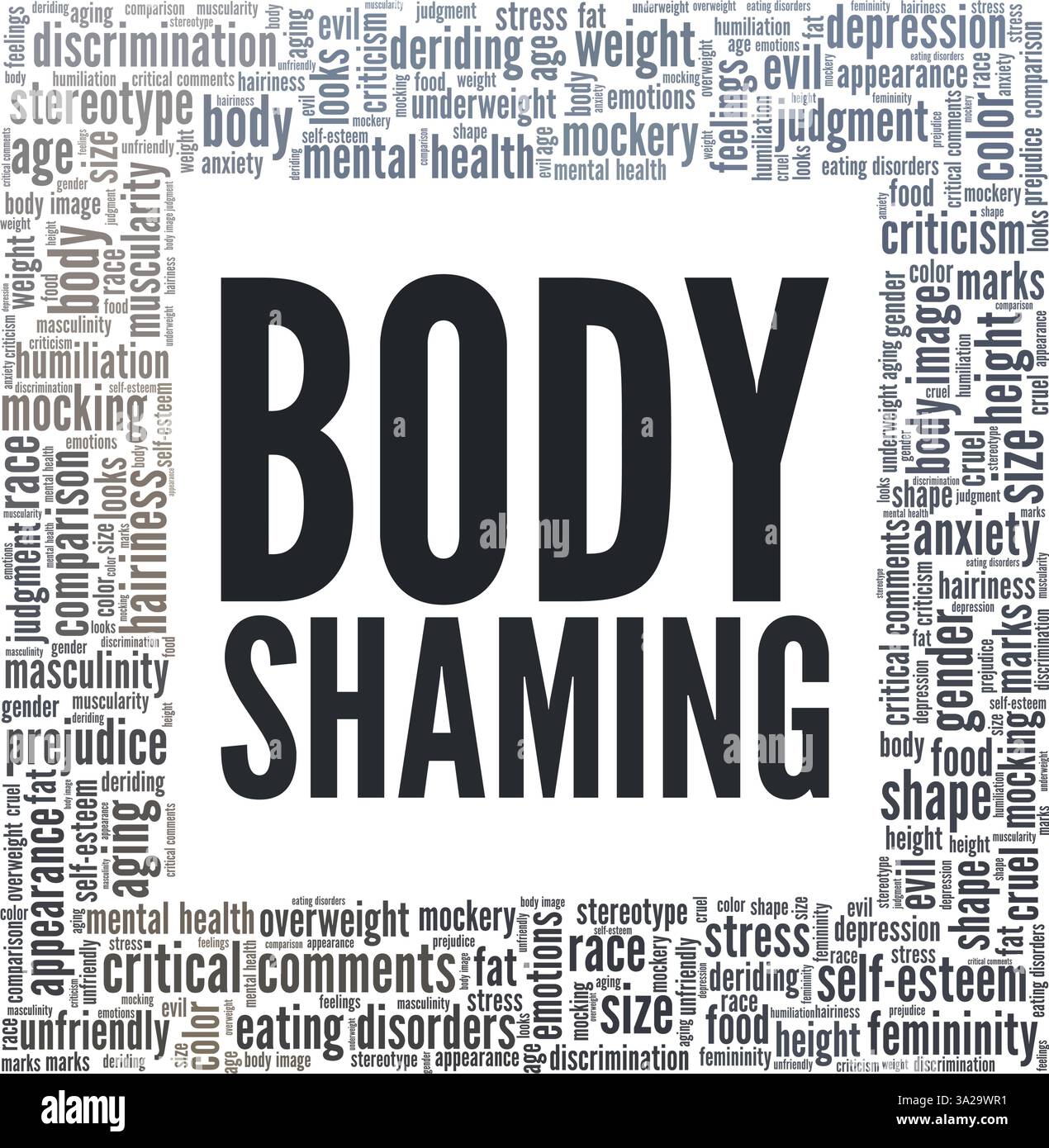 Body Shaming vector illustration word cloud isolated on a white ...