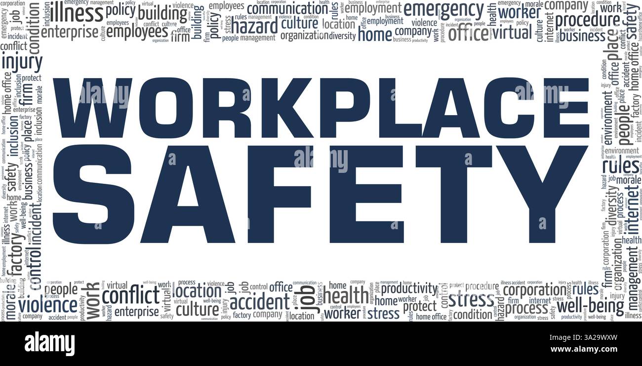 Workplace Safety vector illustration word cloud isolated on a white ...