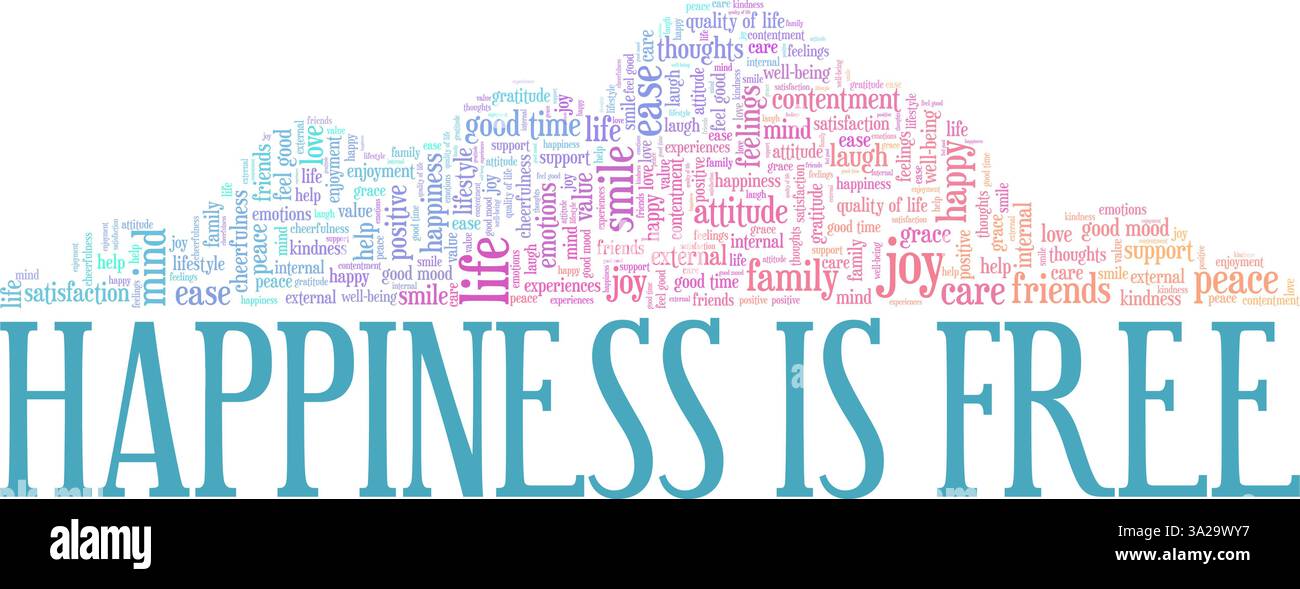 Happiness is free vector illustration word cloud isolated on a white ...