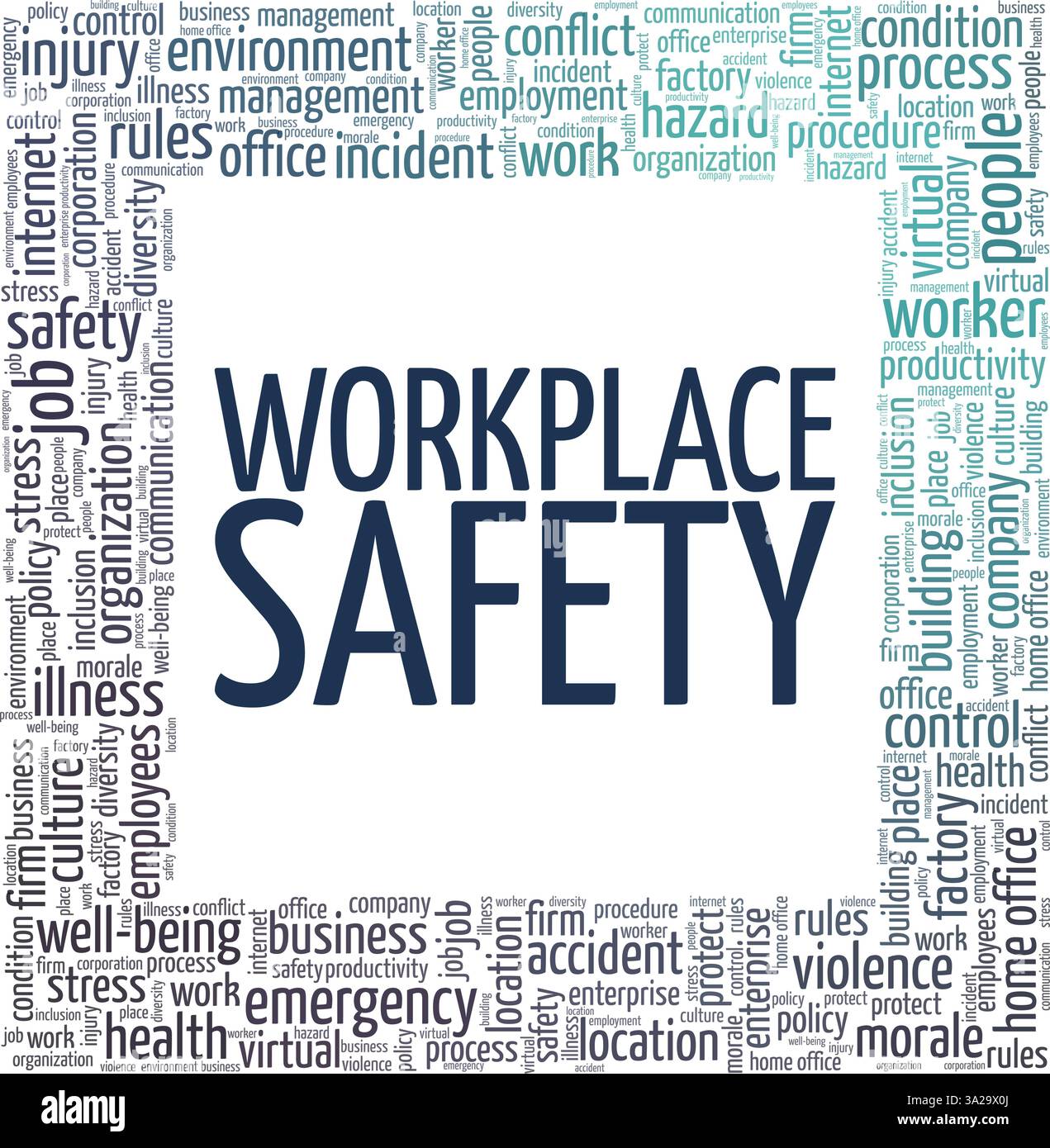 Workplace Safety vector illustration word cloud isolated on a white ...