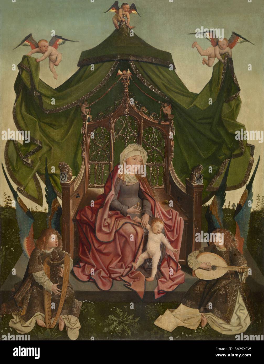 This painting, attributed to the Master of the Antwerp Triptych of Mary ...