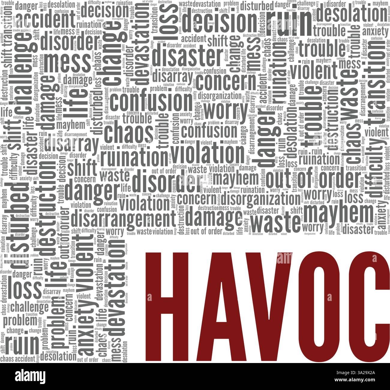 Havoc vector illustration word cloud isolated on a white background ...