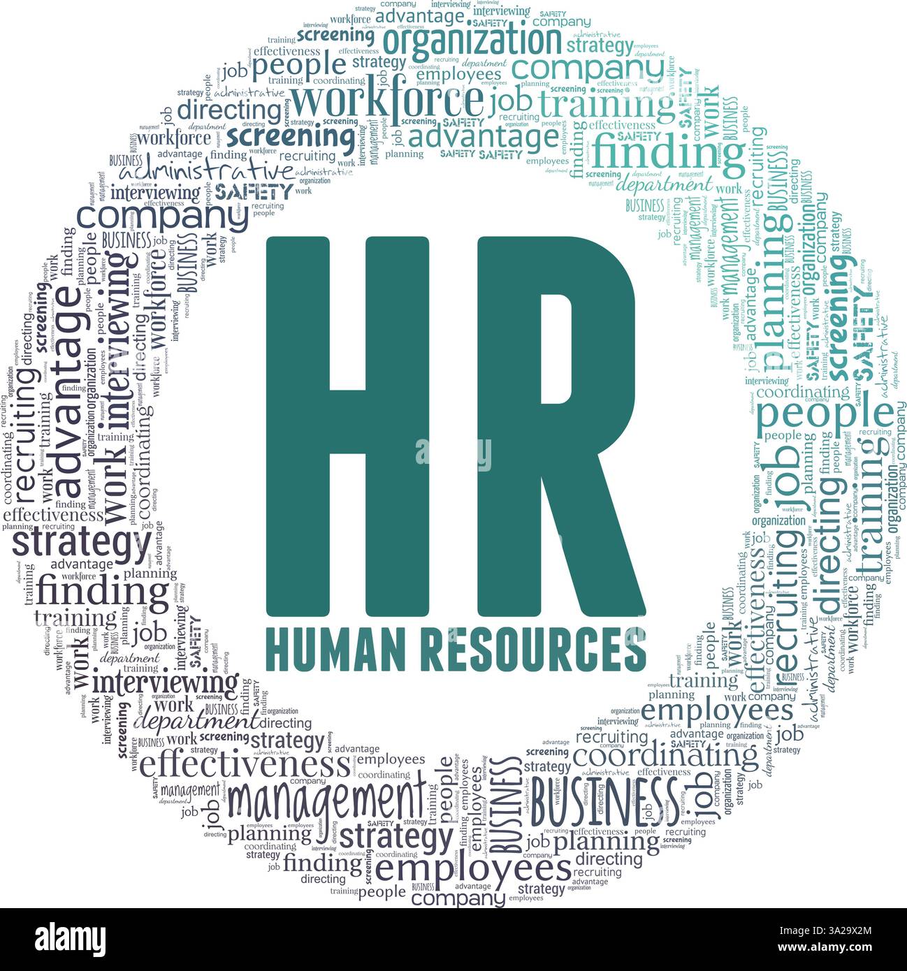 HR - Human Resources vector illustration word cloud isolated on a white ...