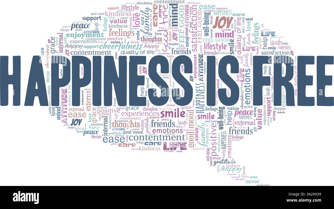 Happiness is free vector illustration word cloud isolated on a white ...