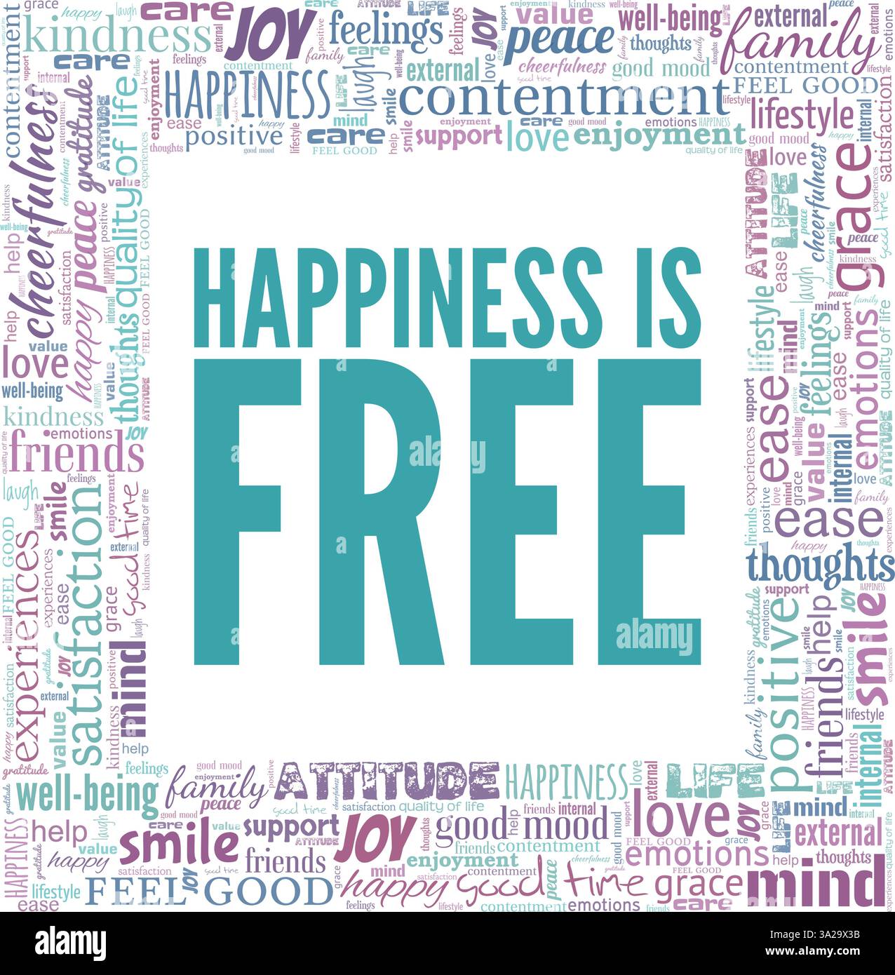Happiness is free vector illustration word cloud isolated on a white ...