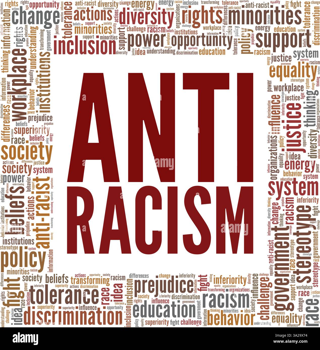 Anti-Racism vector illustration word cloud isolated on a white ...