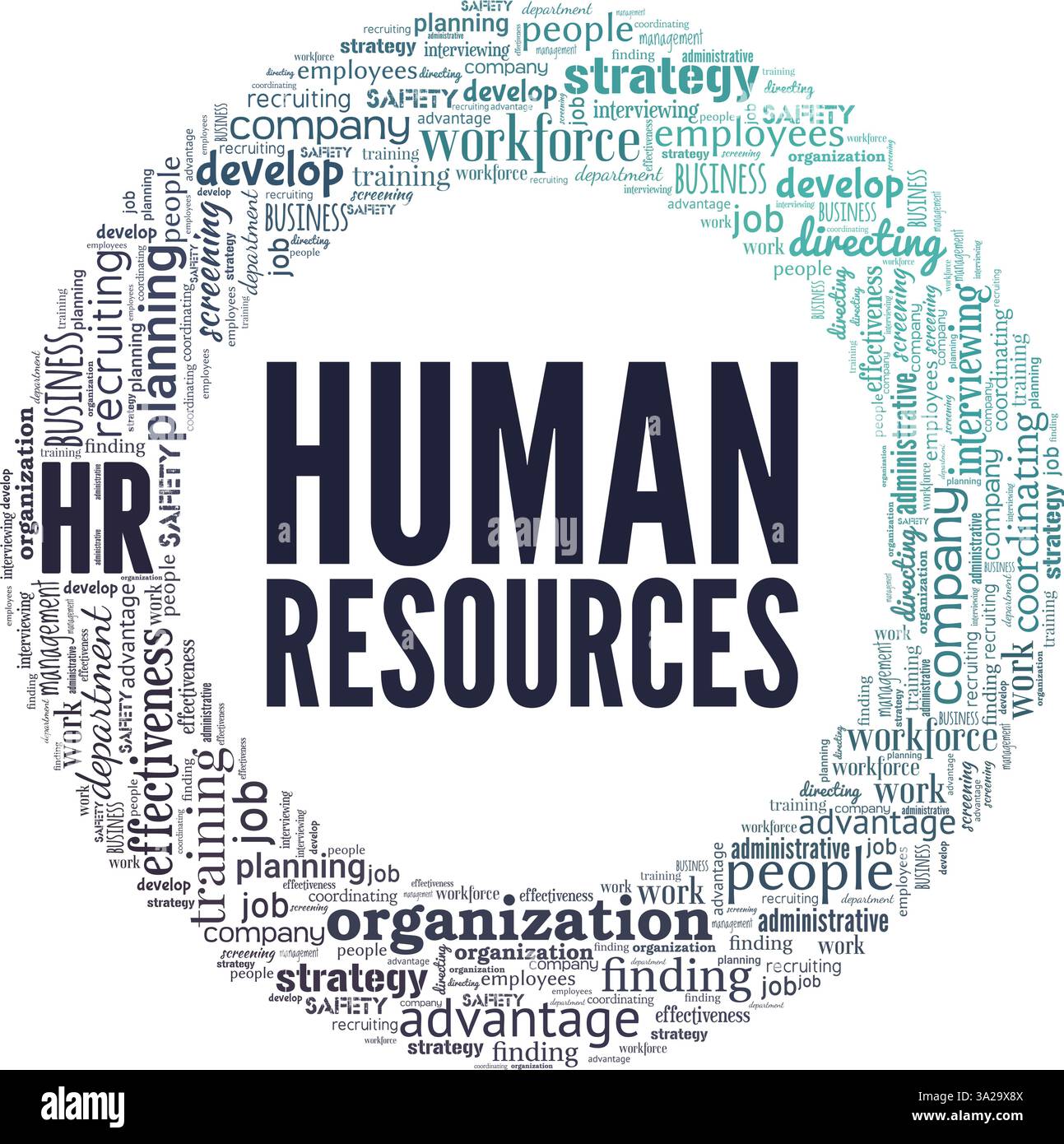 HR - Human Resources vector illustration word cloud isolated on a white ...