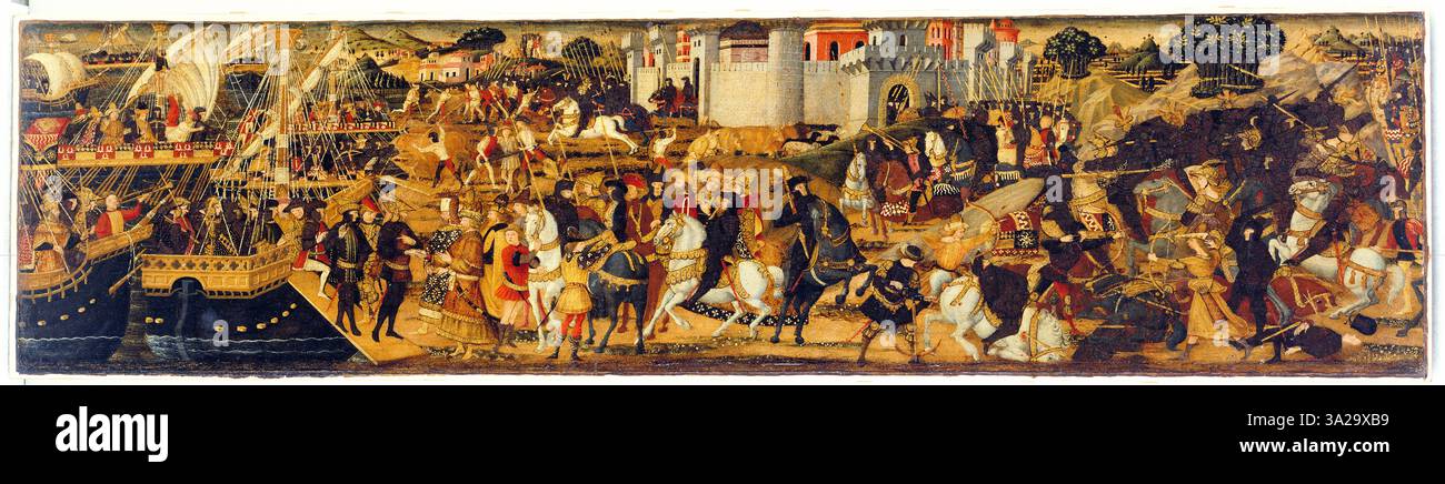 This artwork by Paolo Uccello, created around 1470, illustrates scenes ...