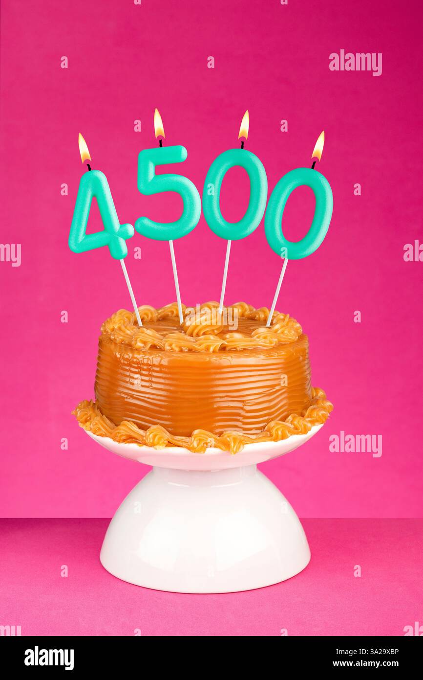 Birthday cake with number 4500 candle - Number of followers or likes ...