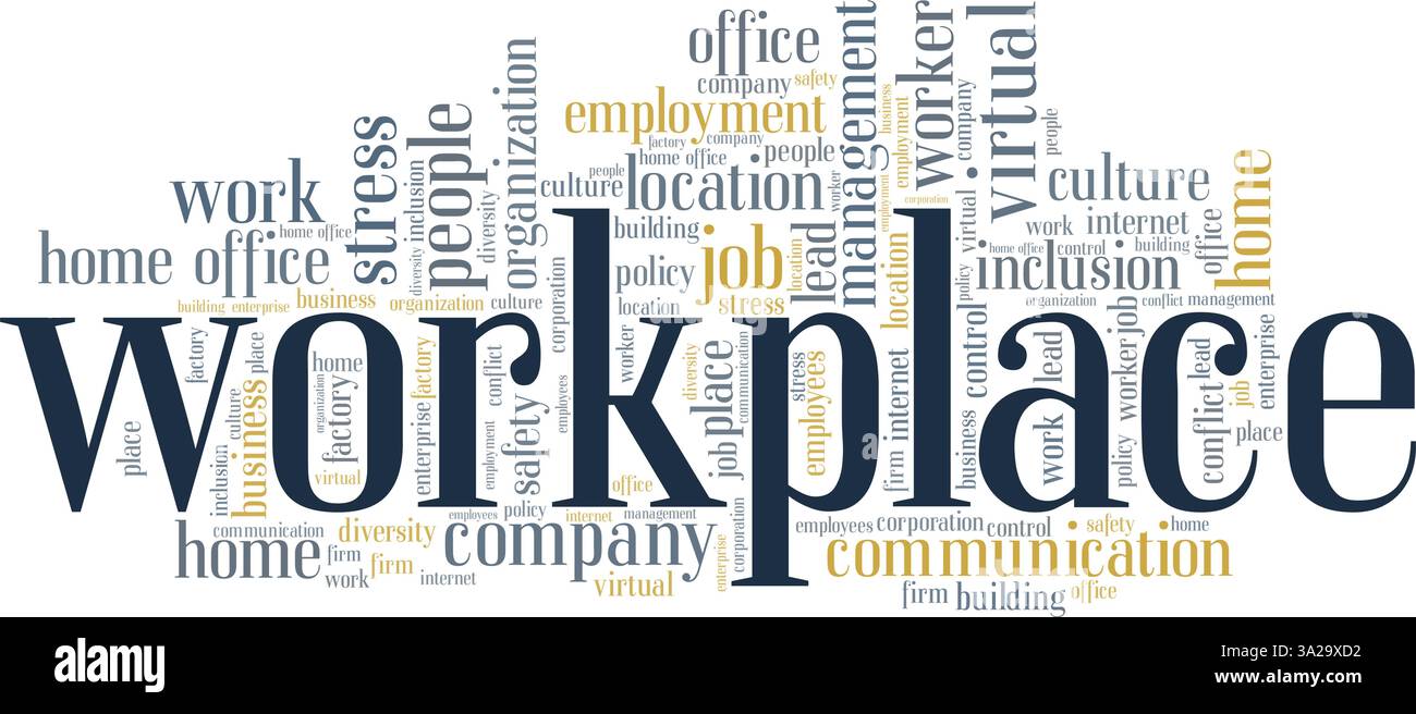Workplace vector illustration word cloud isolated on a white background ...