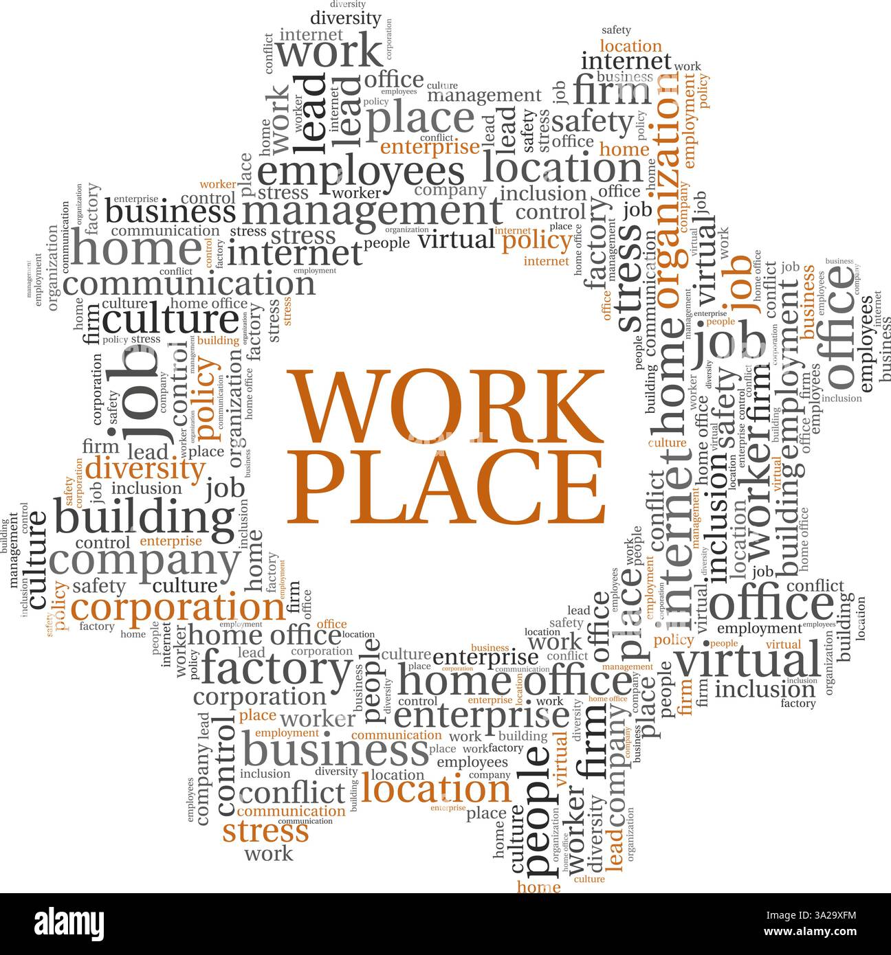 Workplace vector illustration word cloud isolated on a white background ...