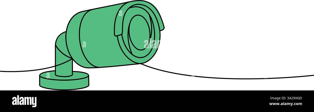 Safety camera one line colored continuous drawing. Security ...