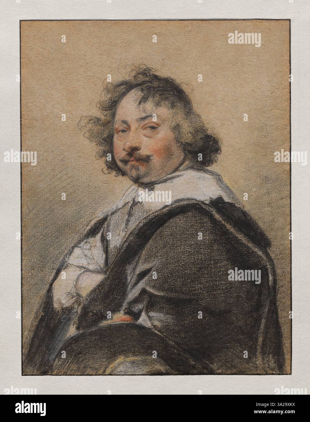 This portrait shows a man in profile, turned to the left. The painting ...