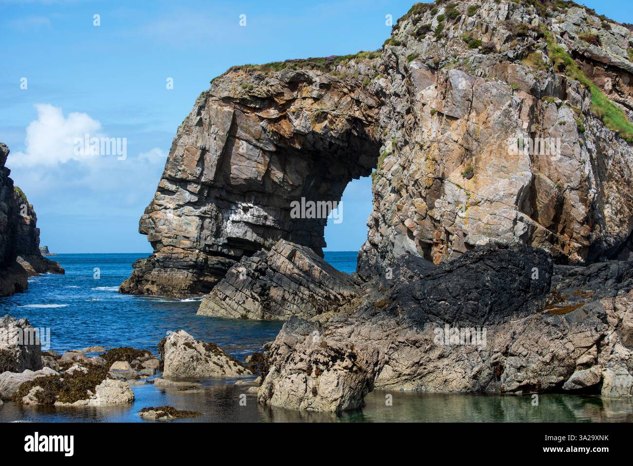 The Great Pollet Arch largest sea arch in Ireland in County Donegal, Fanad Peninsula Stock Photo ...