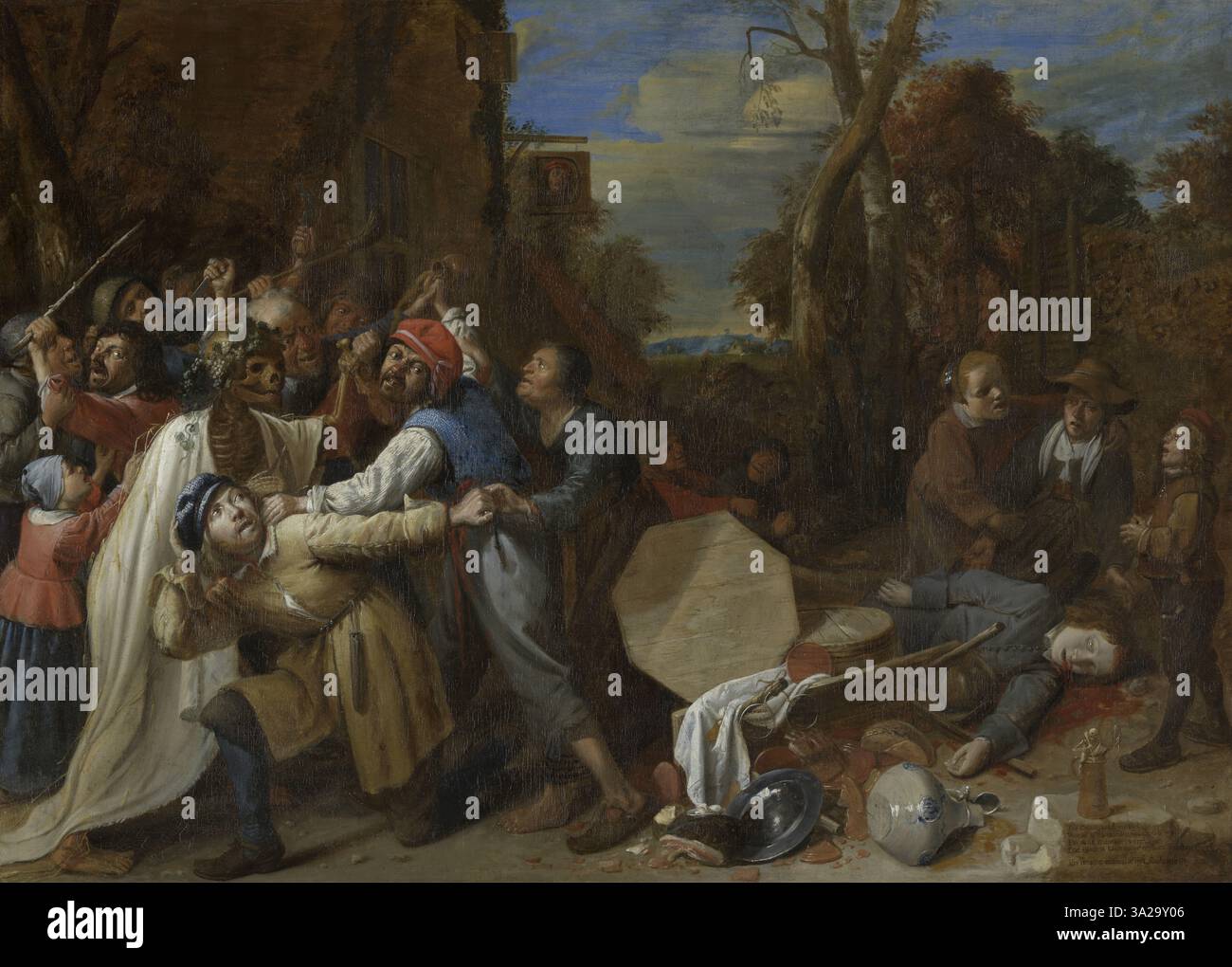 Joos van Craesbeeck’s *Death is Fierce and Quick* (1648-1649) depicts a violent pub scene ...
