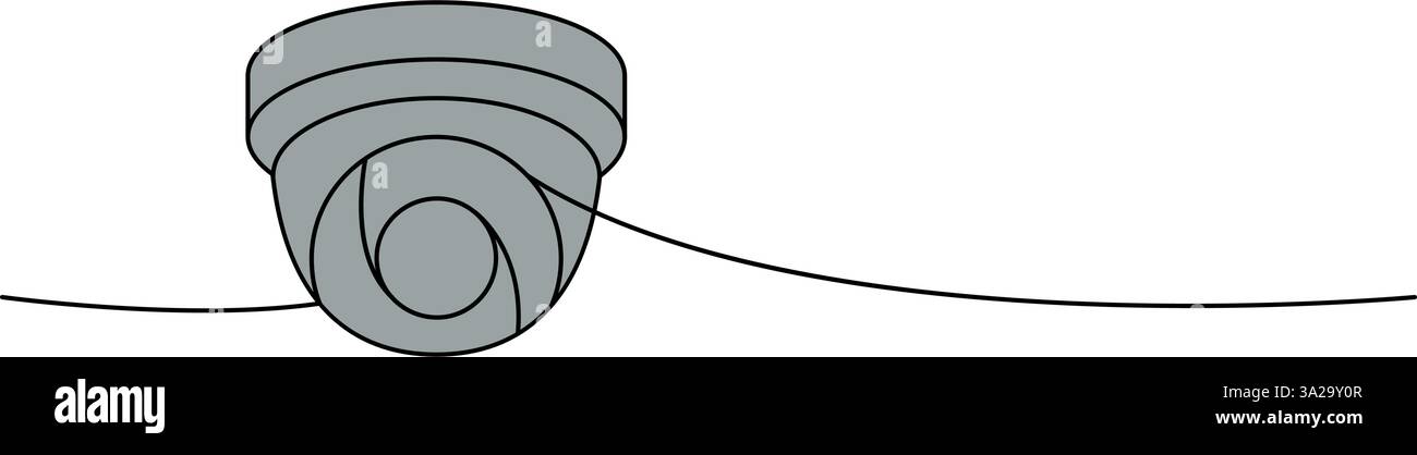 External home camera one line colored continuous drawing. Security ...