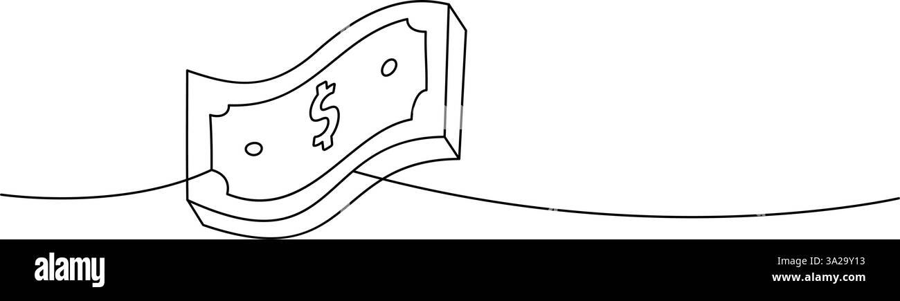 Dollar bills one line continuous drawing. Money investment and online ...