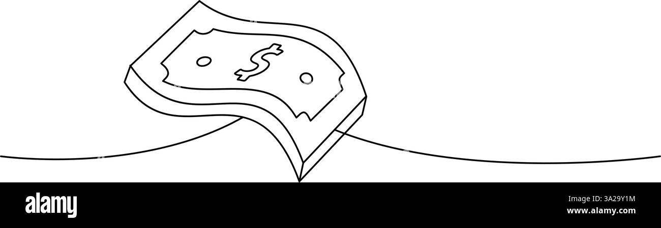 Stack of money one line continuous drawing. Money investment and online ...