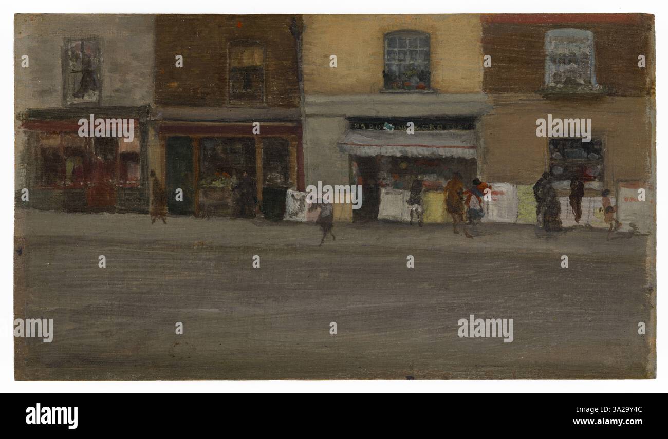 *Chelsea Shops* (early 1880s) by James McNeill Whistler portrays a ...