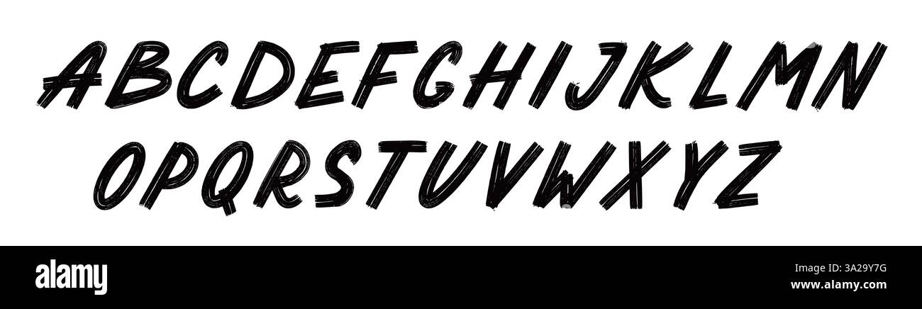 Brush font letter alphabet. Hand drawn typography chalk paint font ...