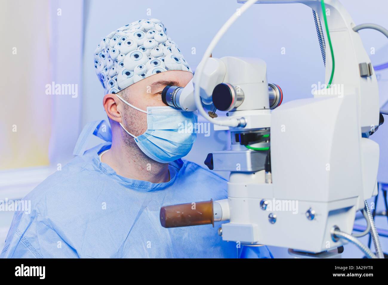 Operation under a surgical microscope for vision correction. Eye ...