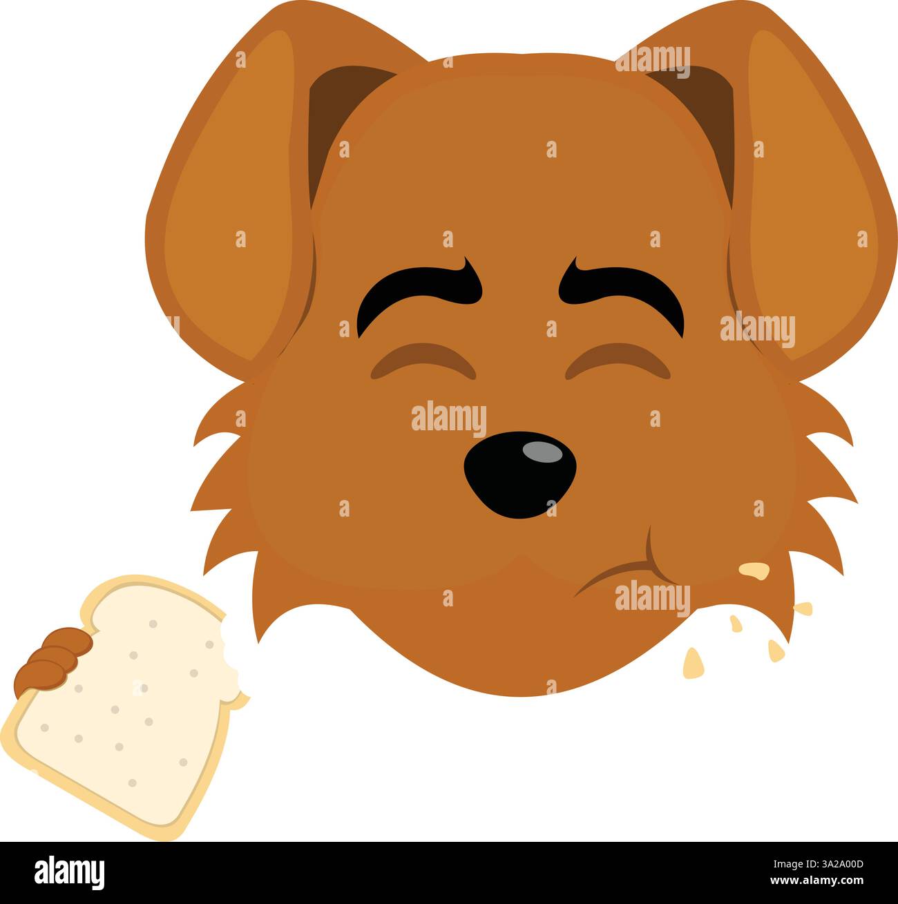vector illustration emoji character face dog cartoon, eating a slice of ...