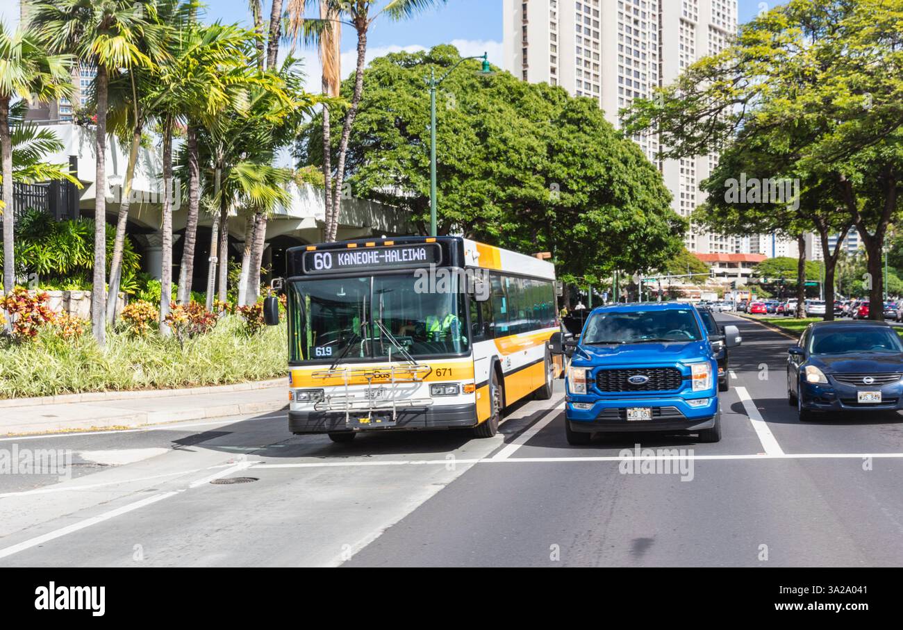 Oahu, Hawaii, USA - February 22, 2024 - TheBus provides affordable ...