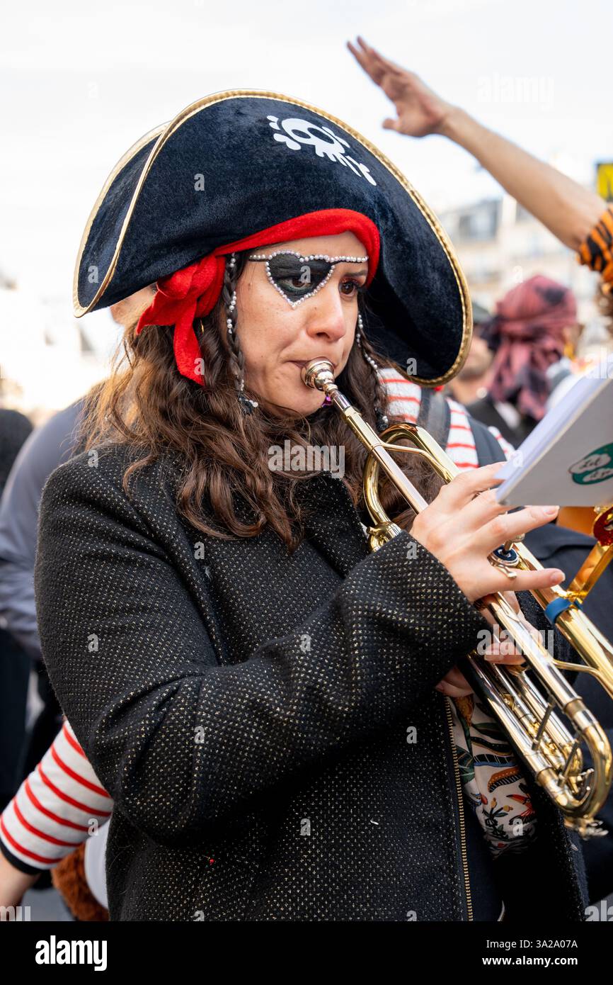 Pirate themed revelers bring the spirit of joy to Paris Carnival 2025 ...