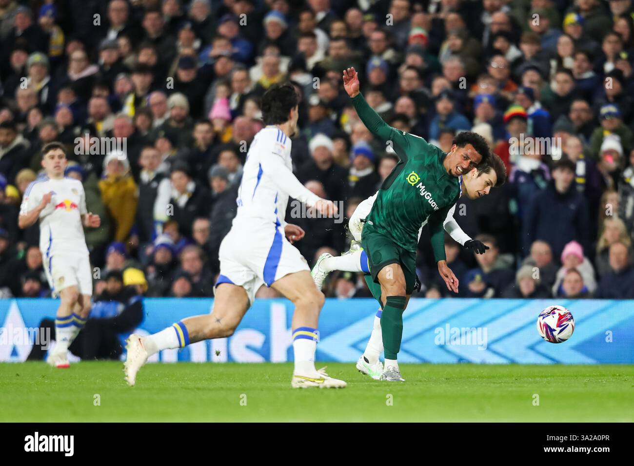 Leeds, UK. 12th Mar, 2025. Femi Azeez of Millwall battles with Ao ...