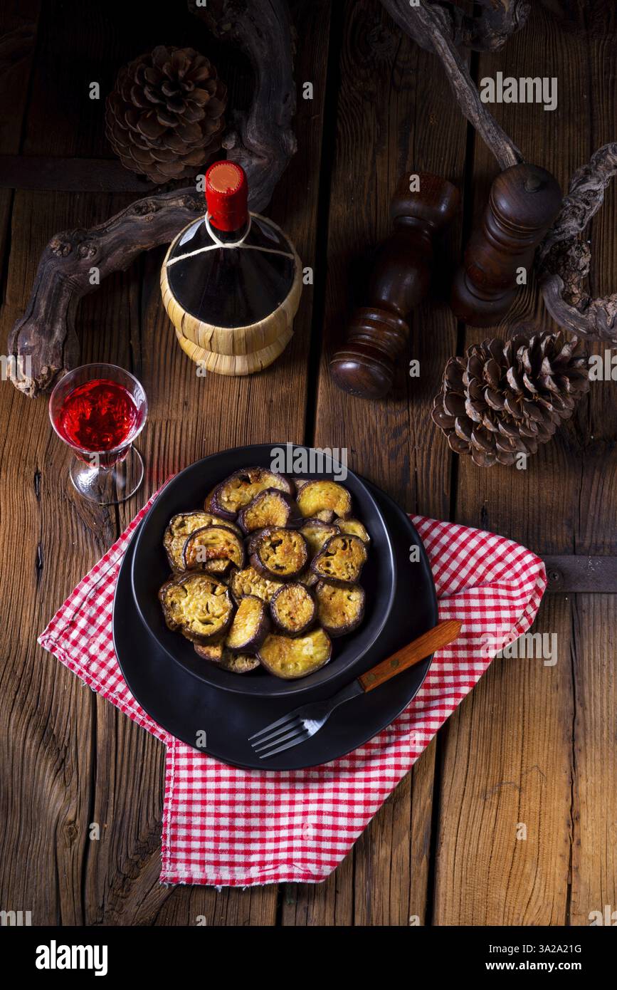 Melitzanes Tiganites fried aubergines in Greek style Stock Photo - Alamy