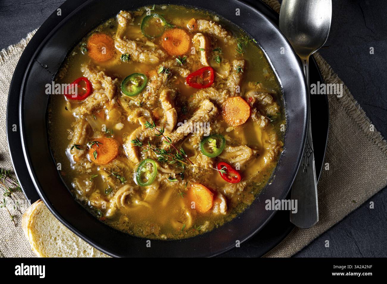 Flaczki tripe soup Polish style Stock Photo - Alamy