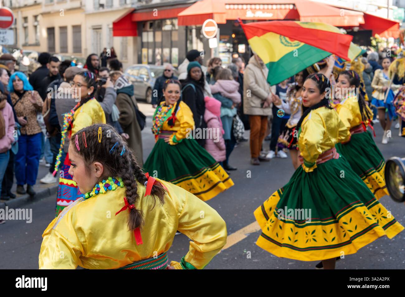 Vibrant dancers celebrate Bolivian culture at the Paris Carnival 2025 ...