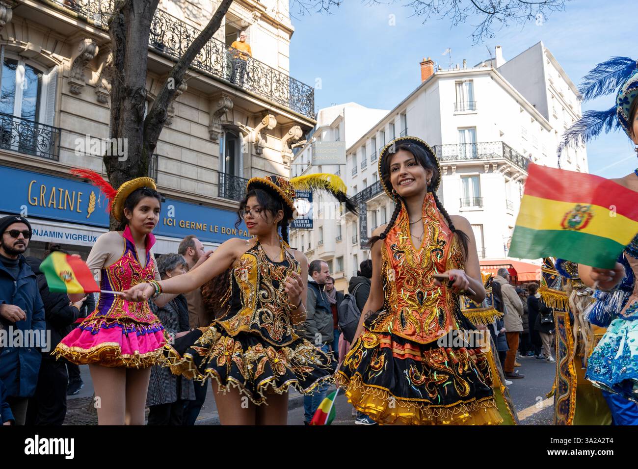 Vibrant dancers showcasing traditional Bolivian culture during the 2025 ...
