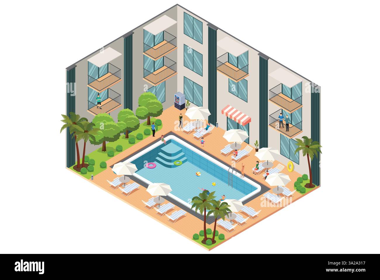 Commercial building courtyard Stock Vector Images - Alamy