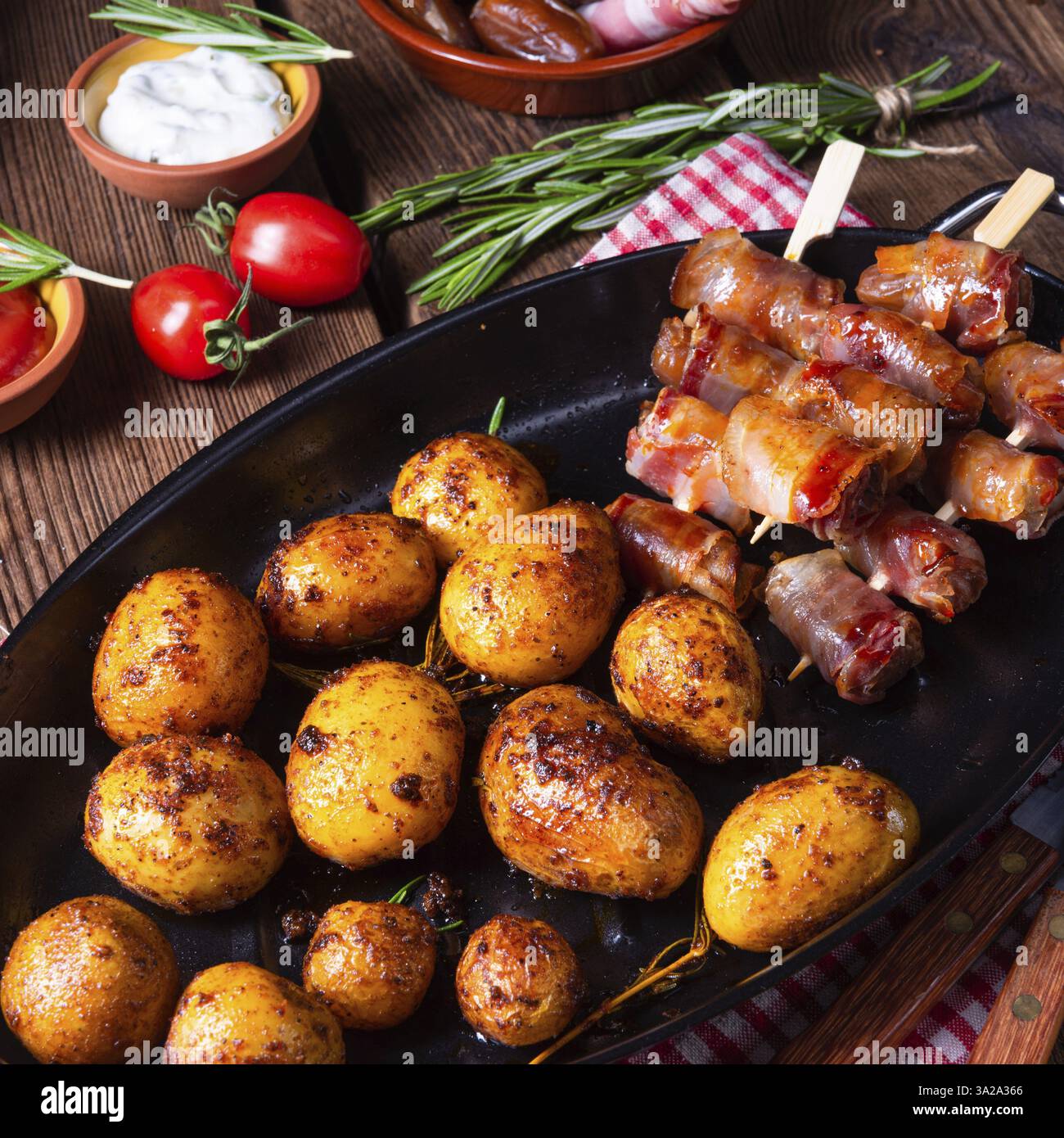 Rustic platter grilled sausage roasted hi-res stock photography and ...