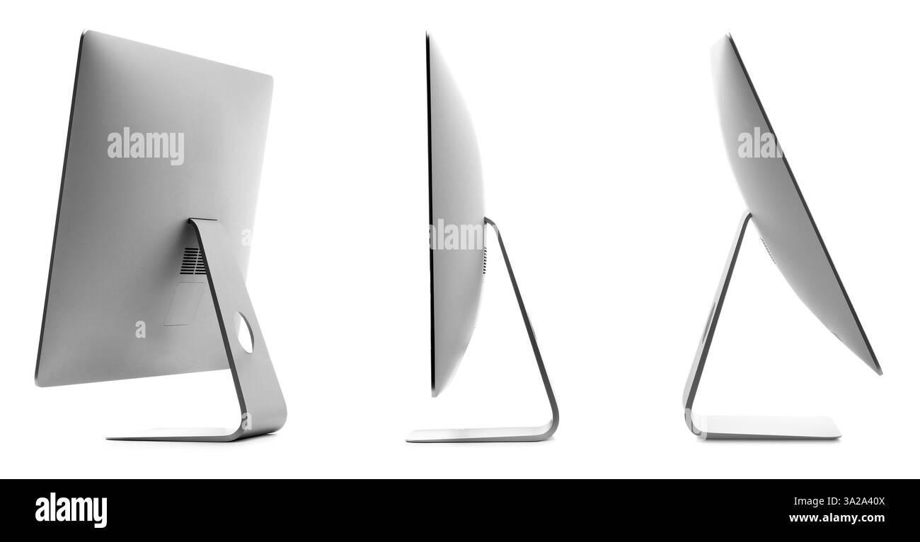 Modern computer monitor isolated on white, collage Stock Photo - Alamy