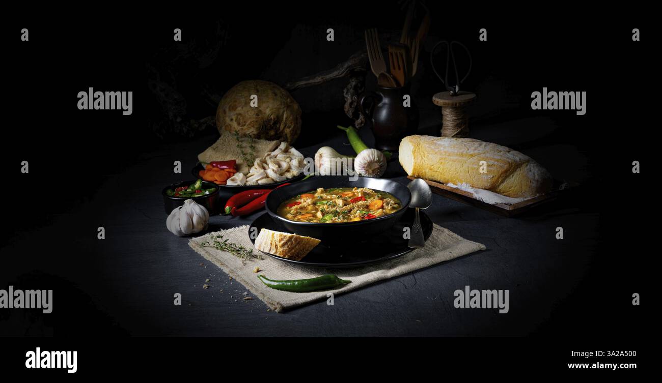 Flaczki tripe soup Polish style Stock Photo - Alamy