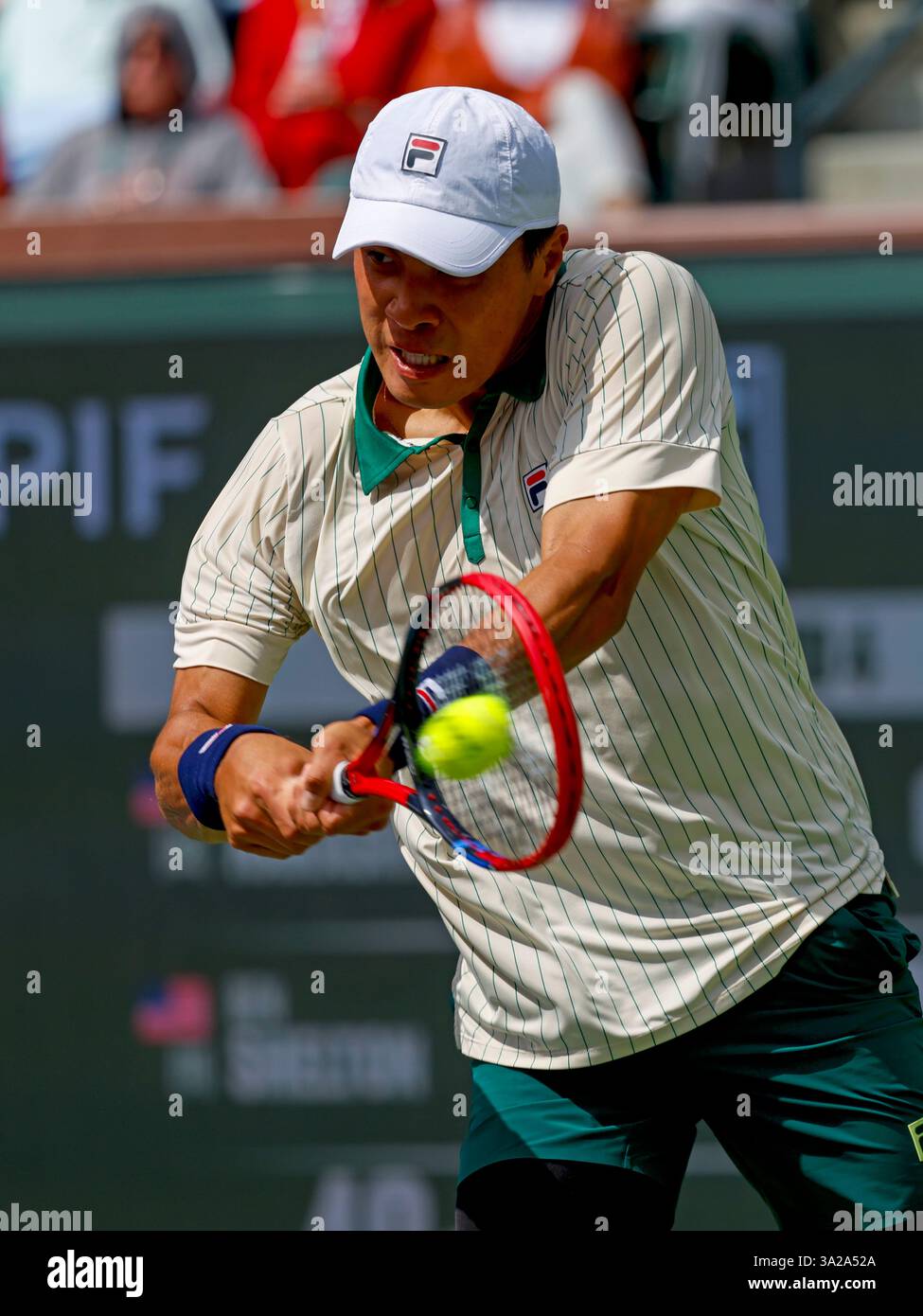 March 12, 2025 Brandon Nakashima returns a shot against Ben Shelton ...