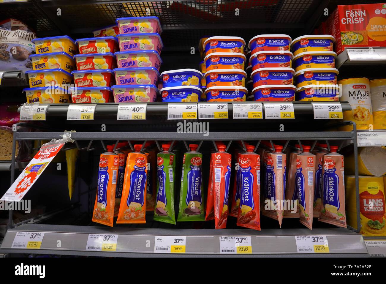 Inside a Swedish grocery store called ICA. Famous supermarket. Shelves ...