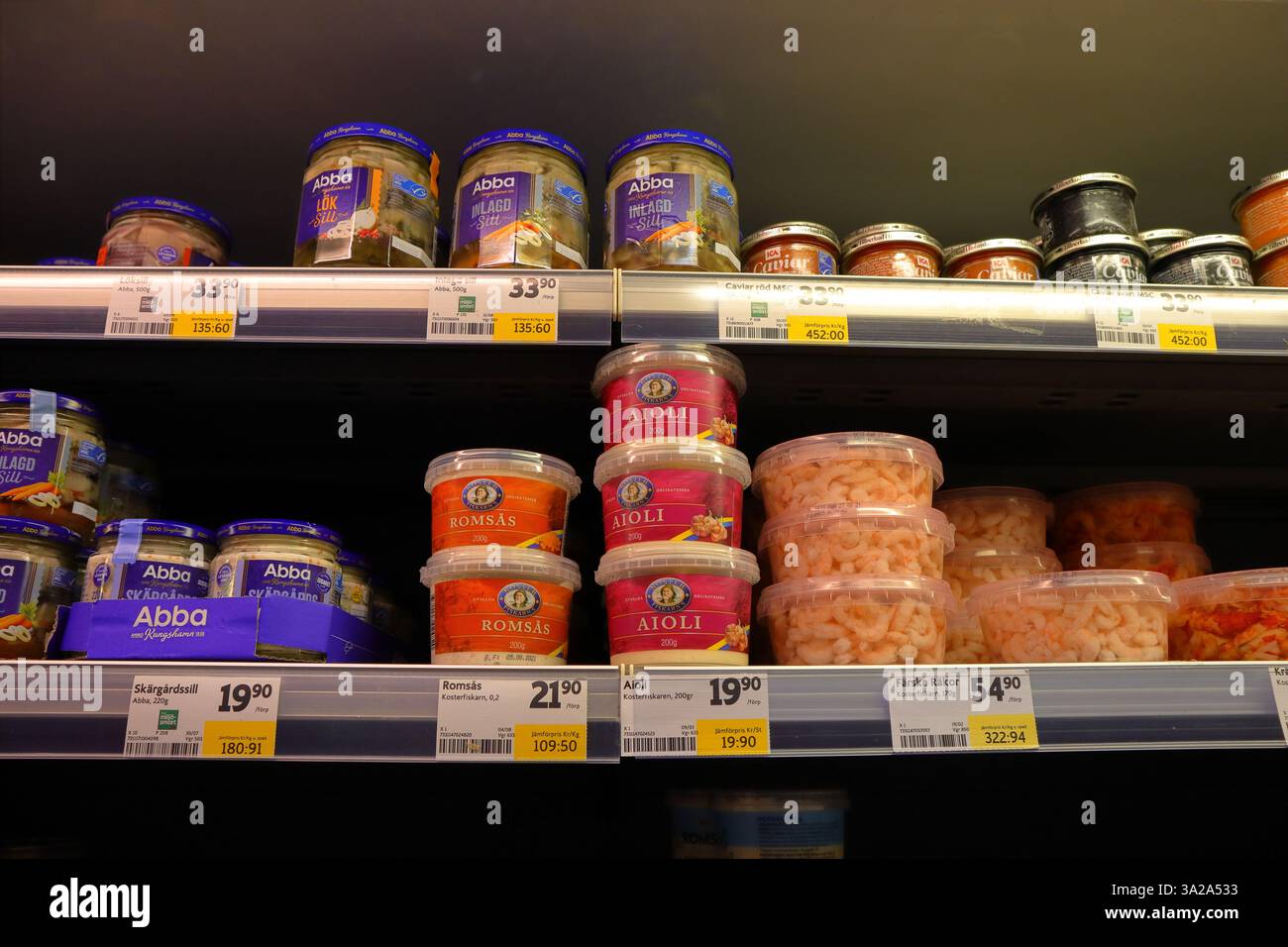 Inside a Swedish grocery store called ICA. Famous supermarket. Shelves ...