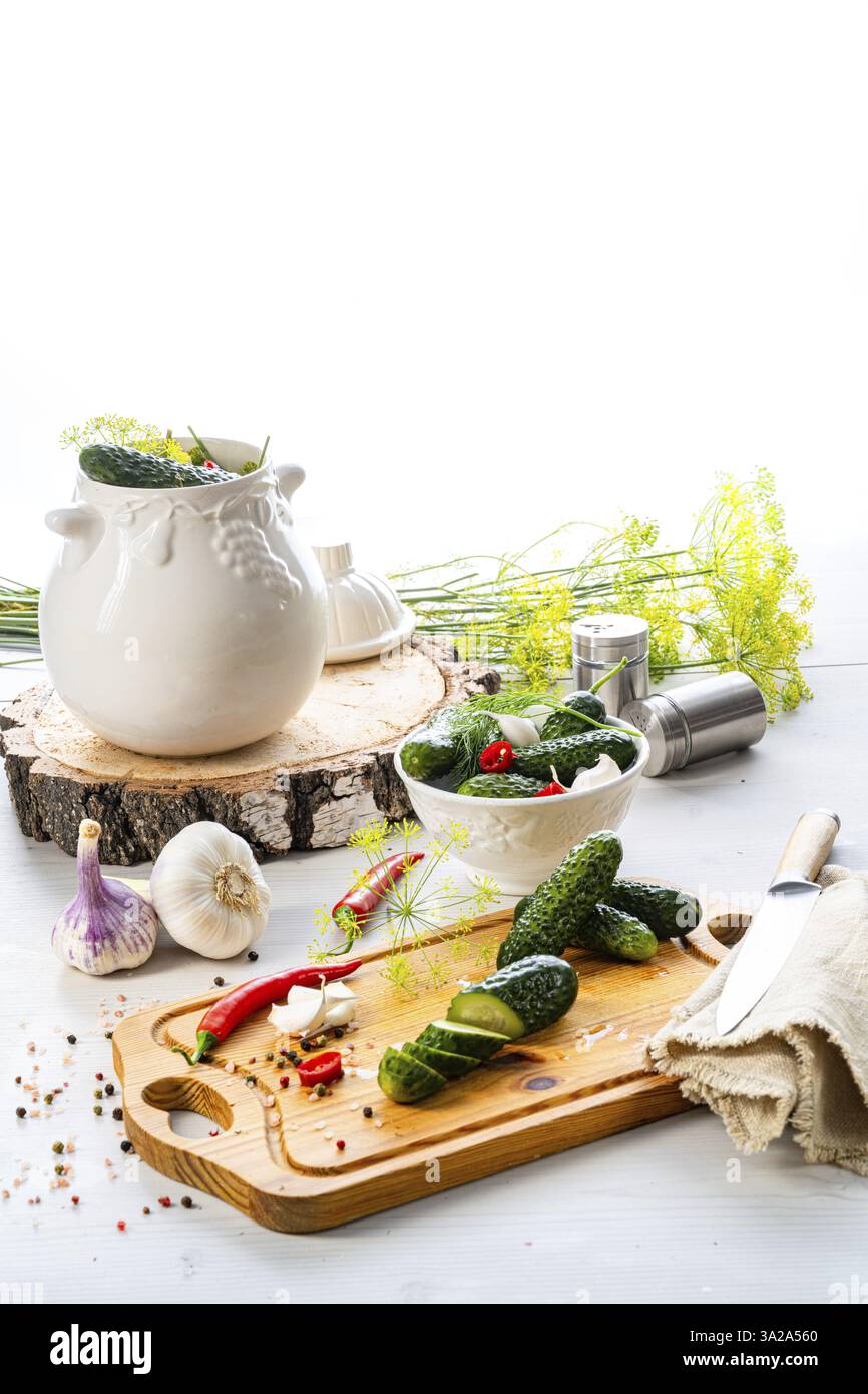 Fresh pickled cucumber with knob, (Polish malosolne Stock Photo - Alamy